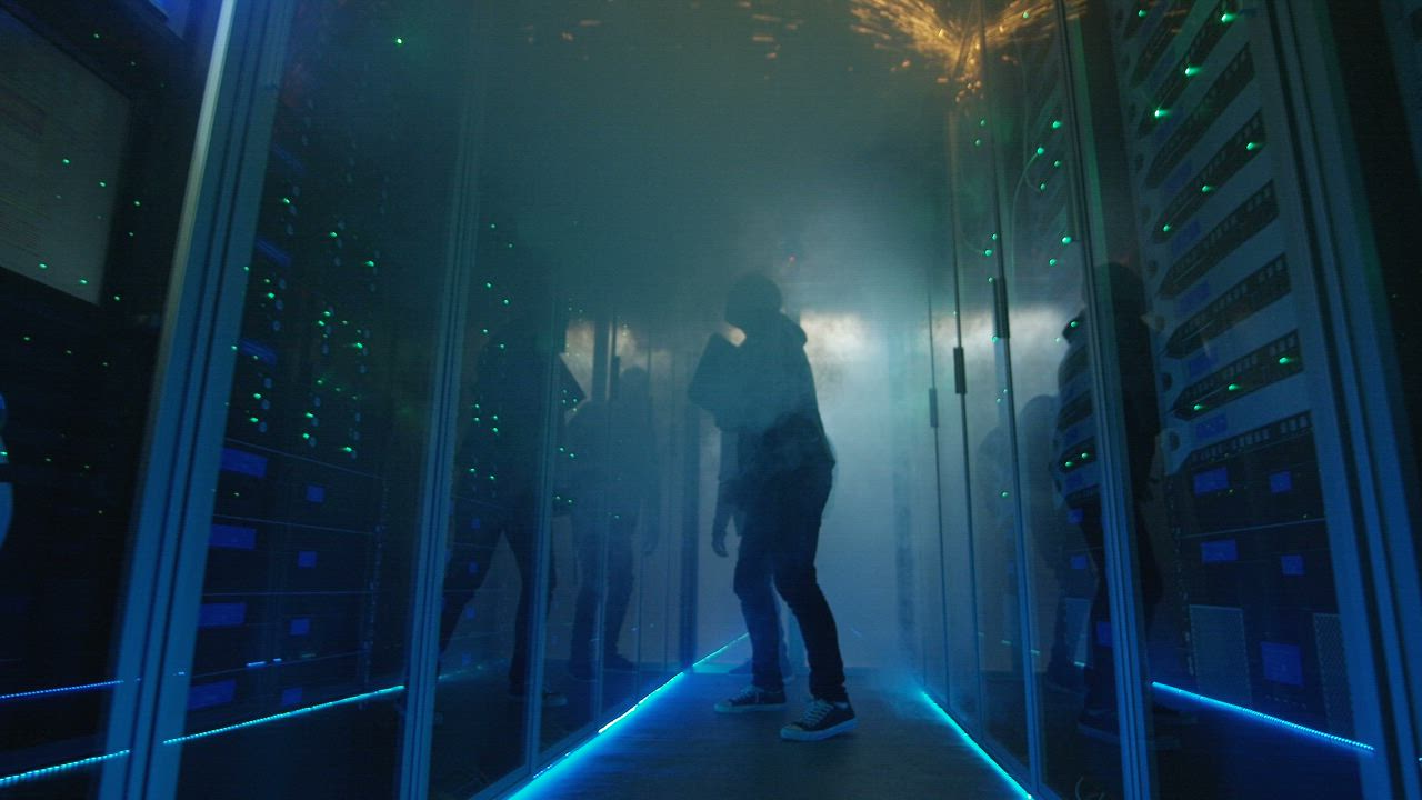 Hackers escaping an exploding data center - Free Stock Video