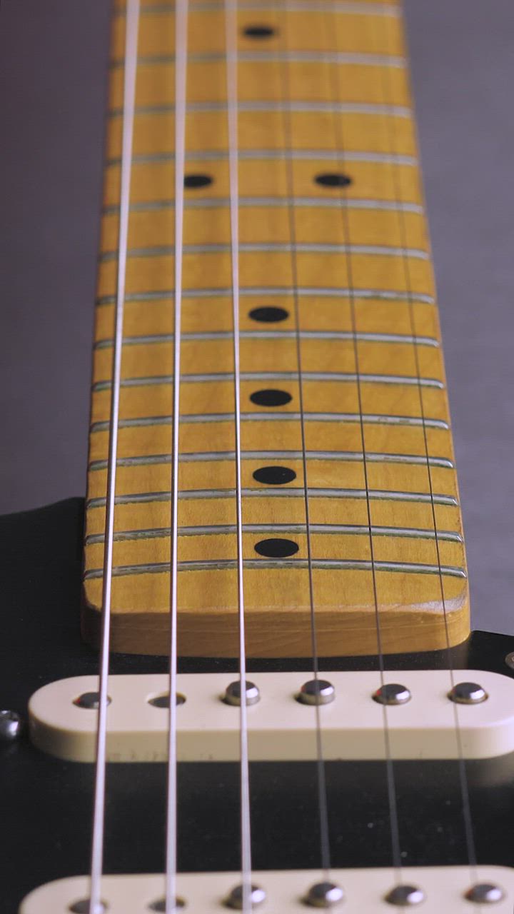 Wooden neck of an electric guitar - Free Stock Video
