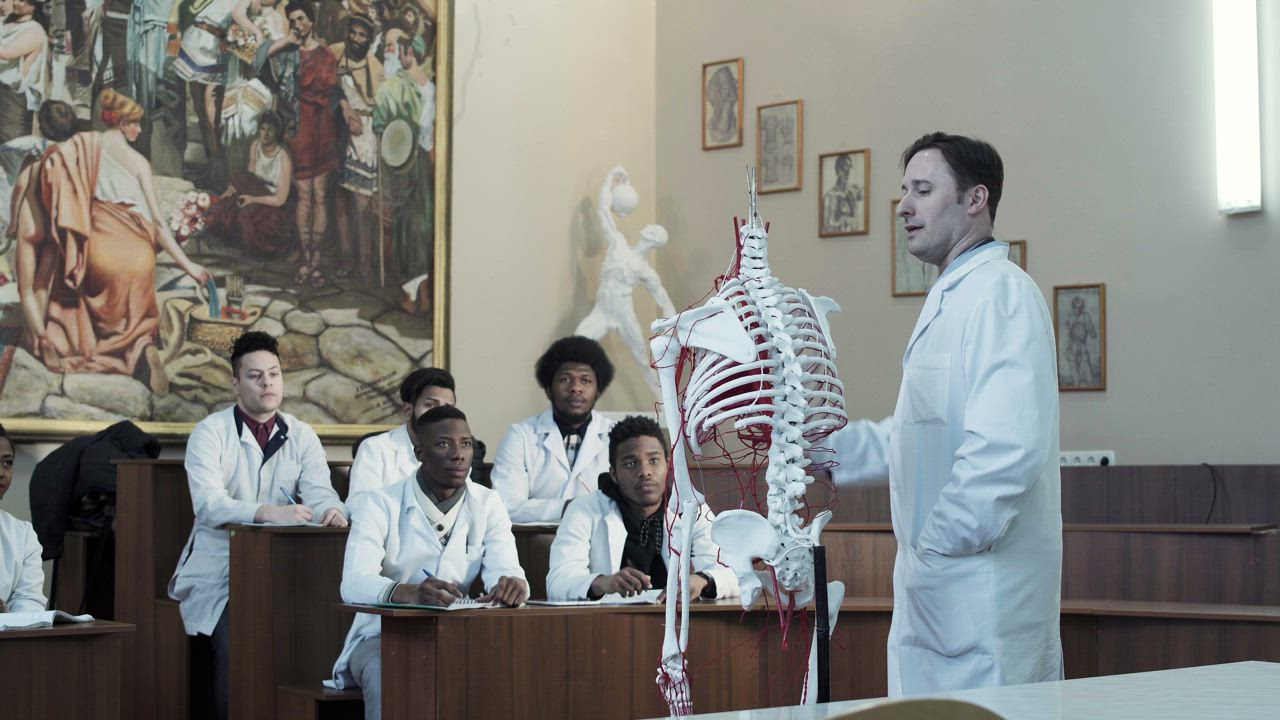 Lecture of anatomy in the classroom - Free Stock Video