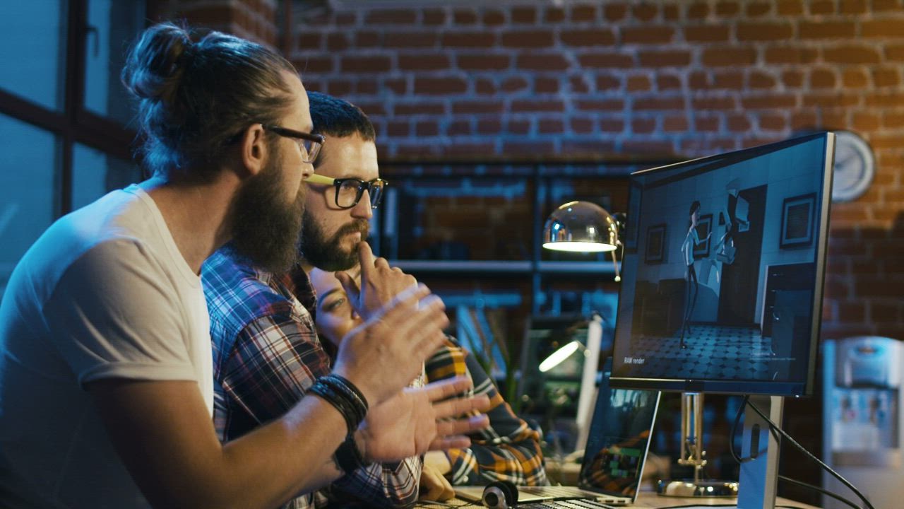 Working on cartoon animation on the computer - Free Stock Video