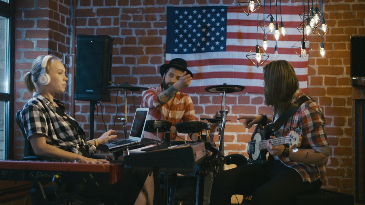 Frustrated musicians in rehearsal session - Free Stock Video