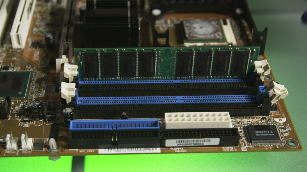 Replacing computer RAM closeup - Free Stock Video