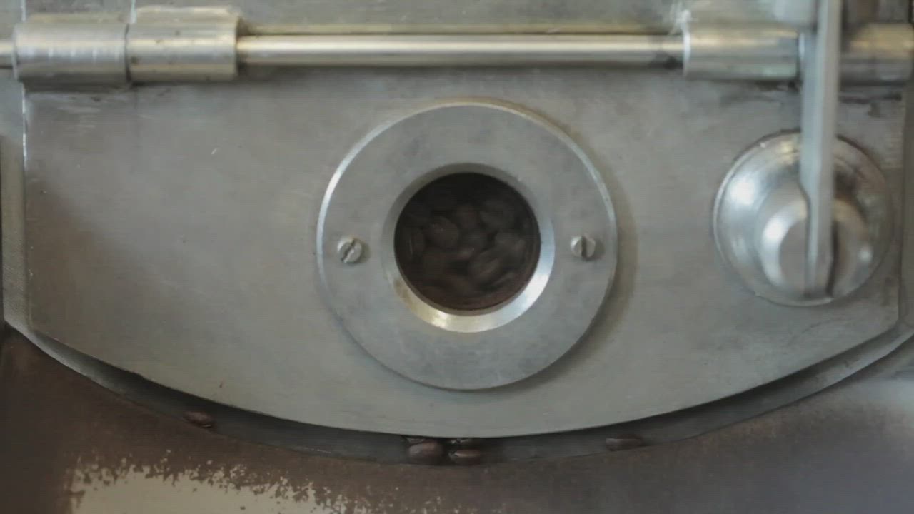 Mixing coffee grains in a machine - Free Stock Video