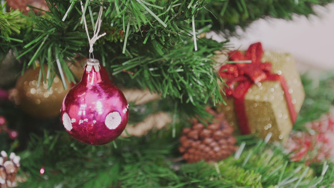 Festive tree decorations - Free Stock Video