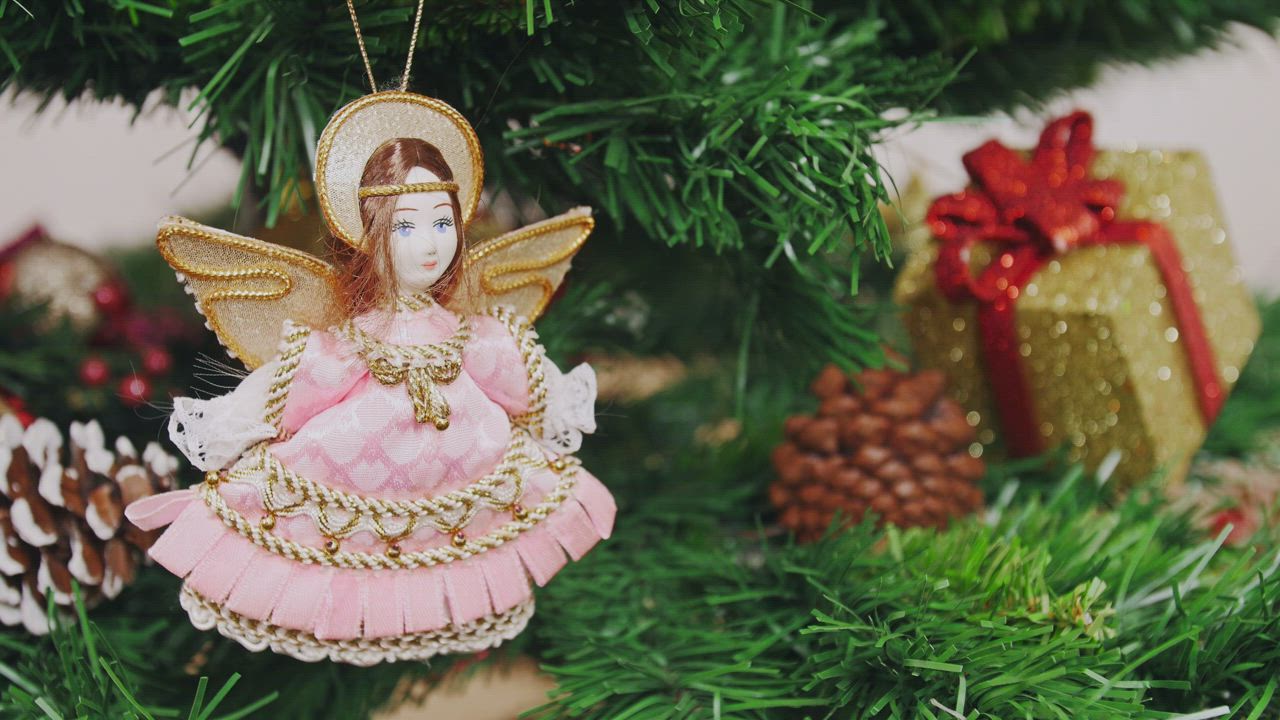 Angel on a Christmas tree - Free Stock Video