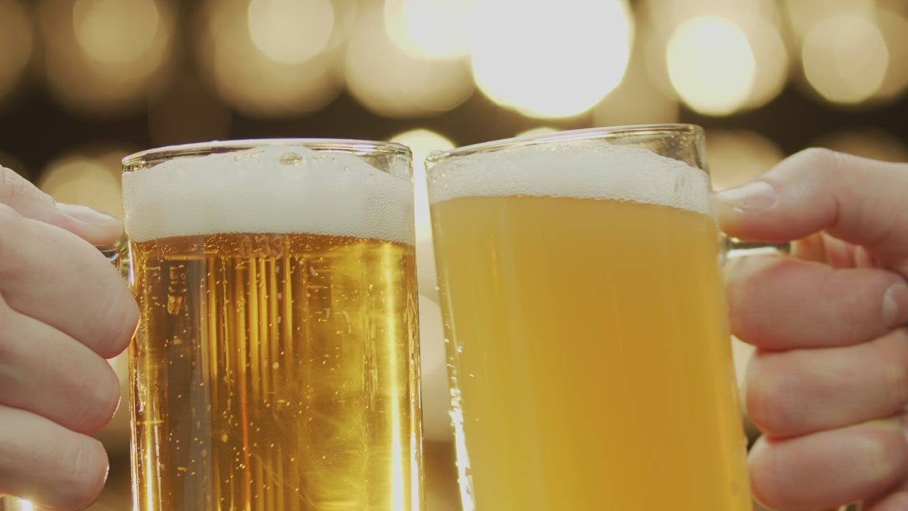 Toasting with two craft beers - Free Stock Video