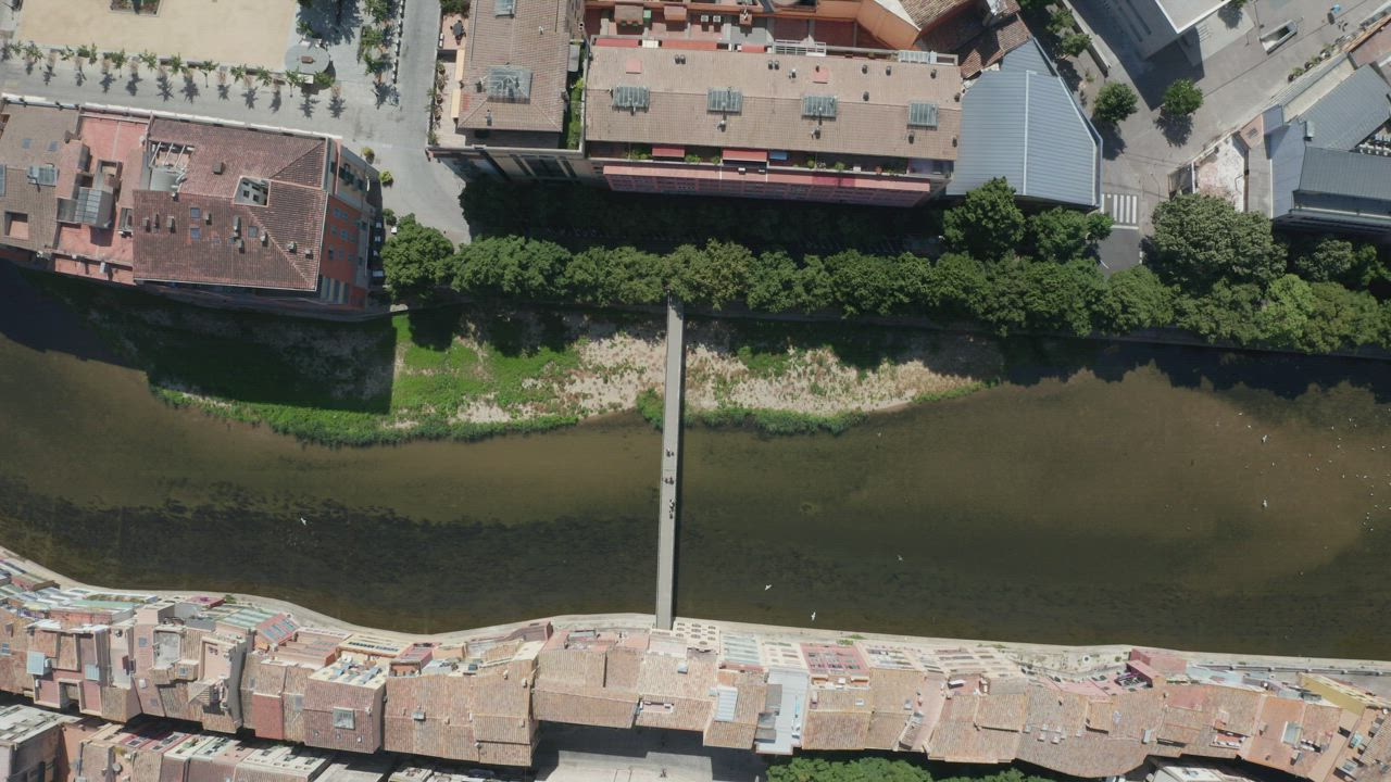 Drone flying high over a river - Free Stock Video