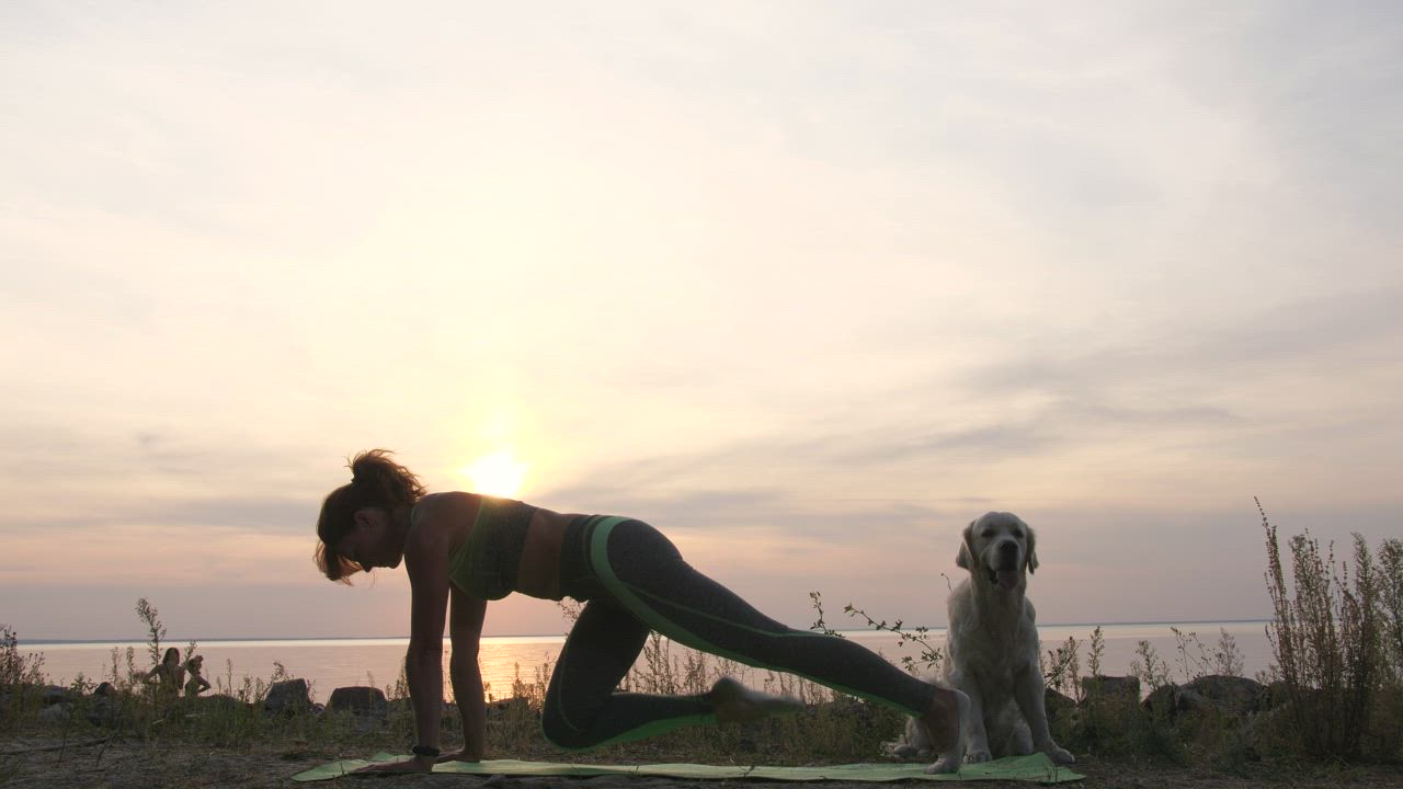 Woman exercising as the sun goes down - Free Stock Video