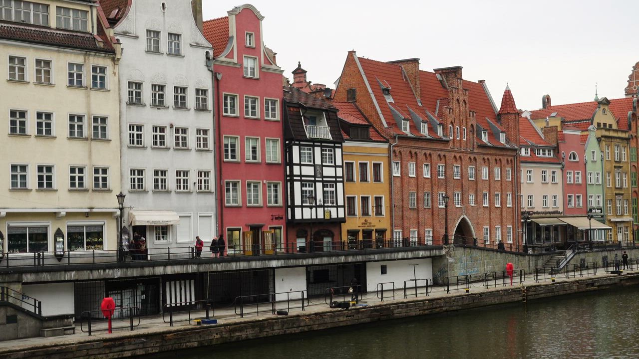 Buildings and houses by the river - Free Stock Video