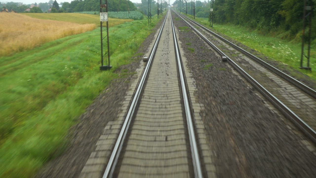 View of the rail tracks from the train - Free Stock Video