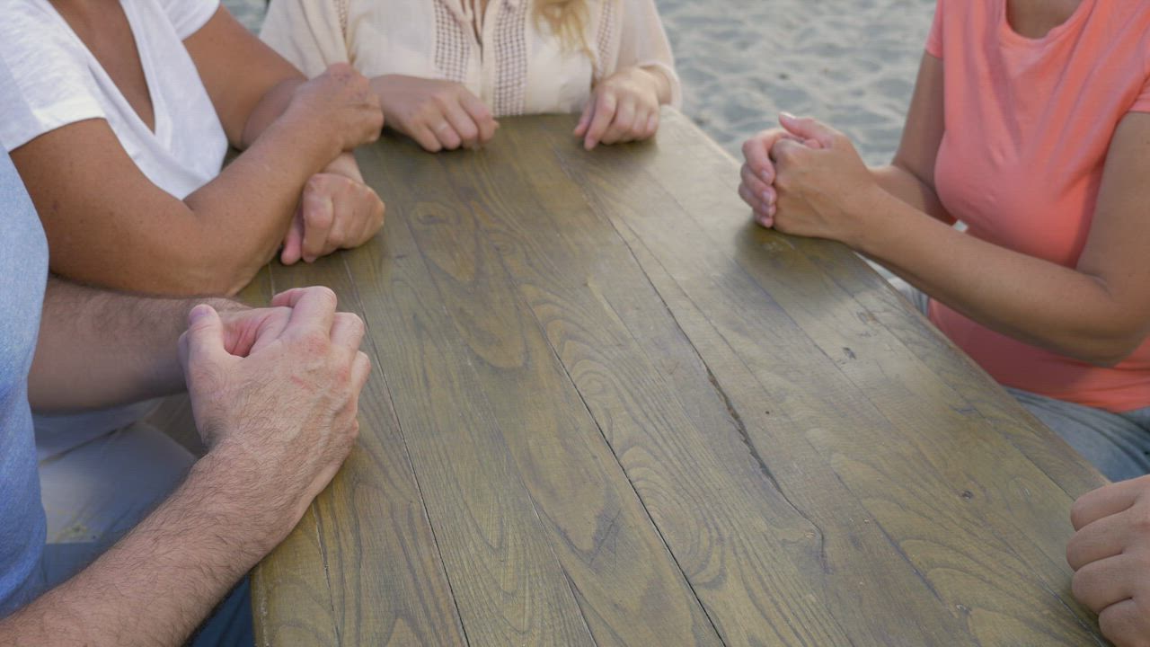 Group making a hand tower - Free Stock Video