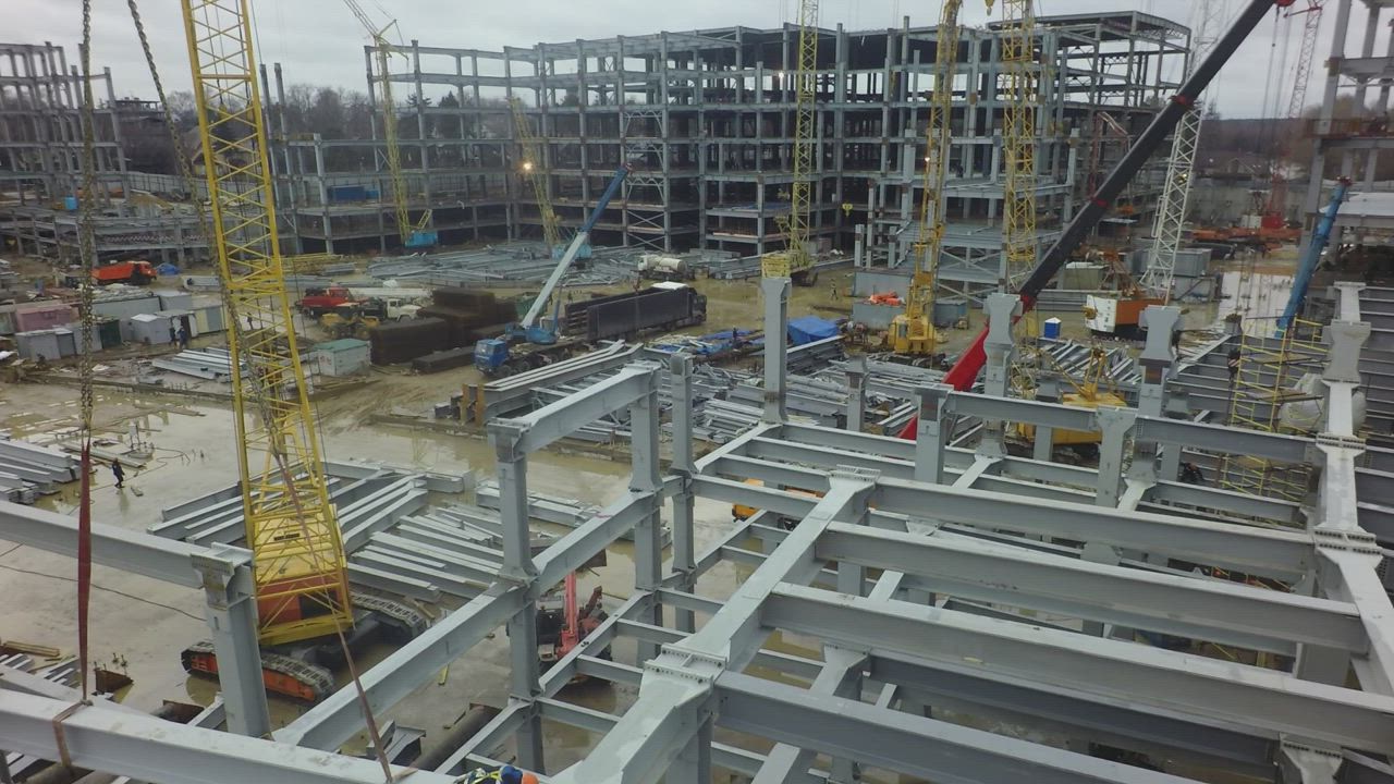 Building frames in a construction site - Free Stock Video