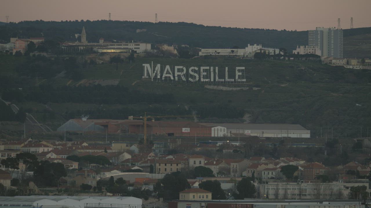 Marseille sign on the hill - Free Stock Video