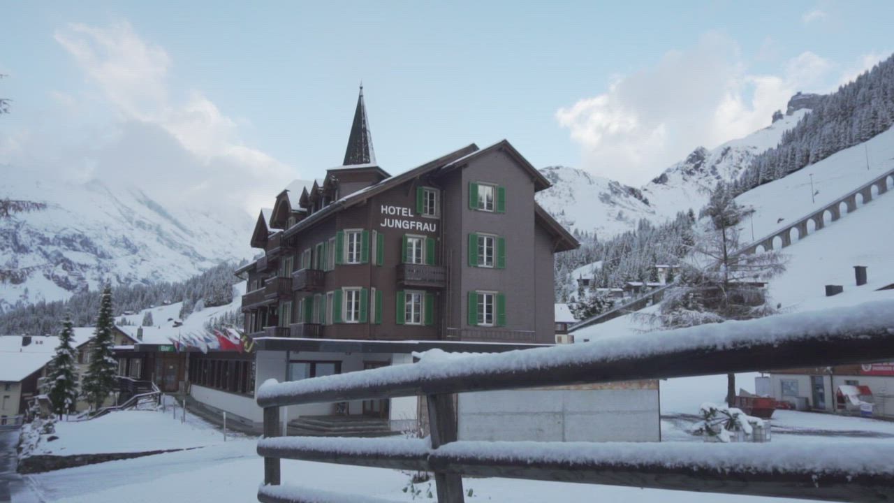 Hotel in the snowy mountains - Free Stock Video