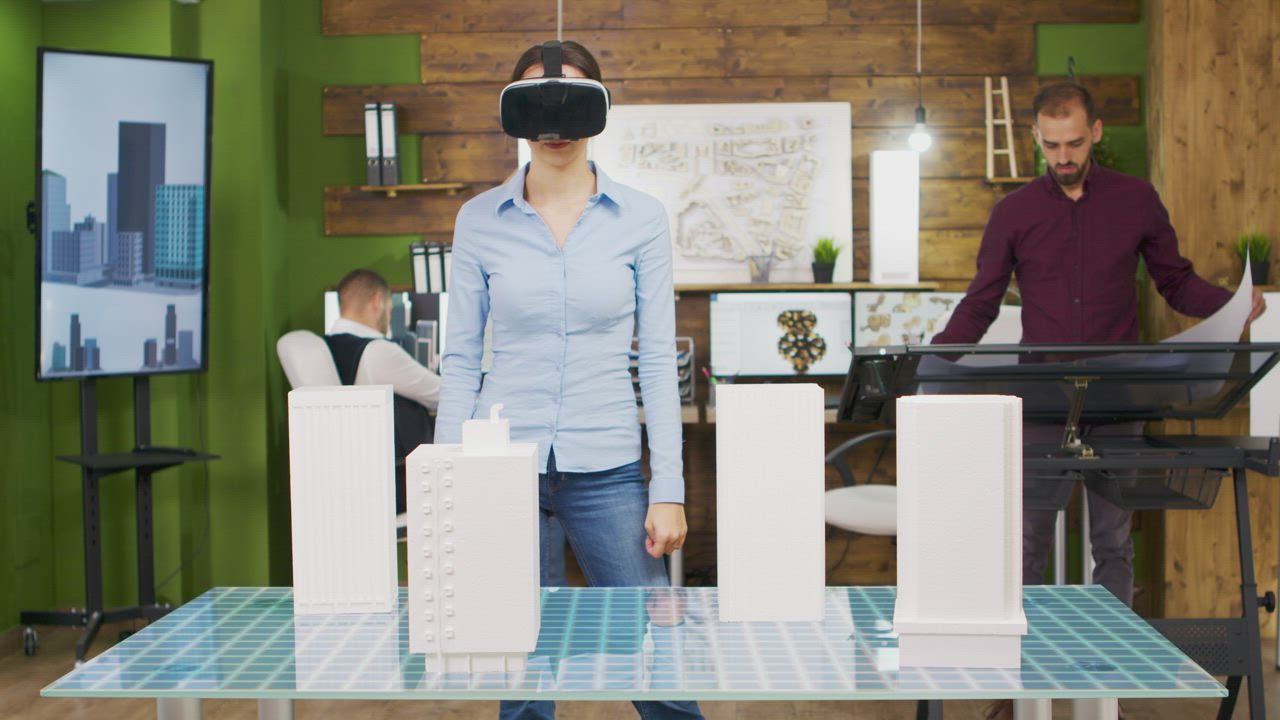 Architect using a VR headset - Free Stock Video