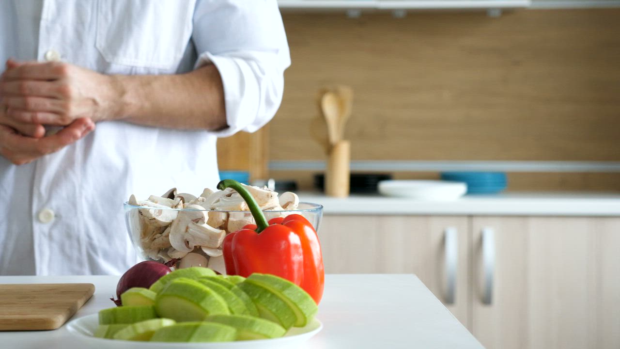 Chef with fresh ingredients - Free Stock Video