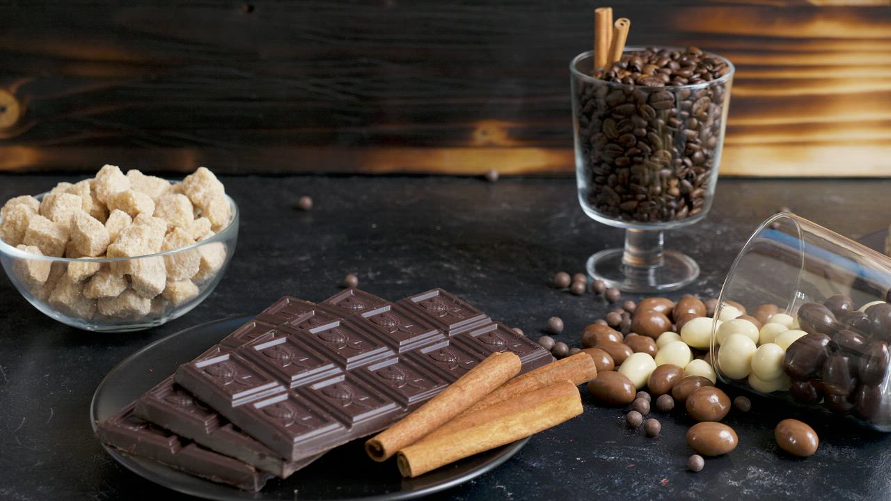 Chocolate display on a table - Free Stock Video