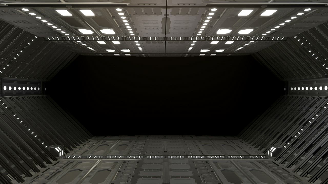 Flying inside a big spaceship - Free Stock Video