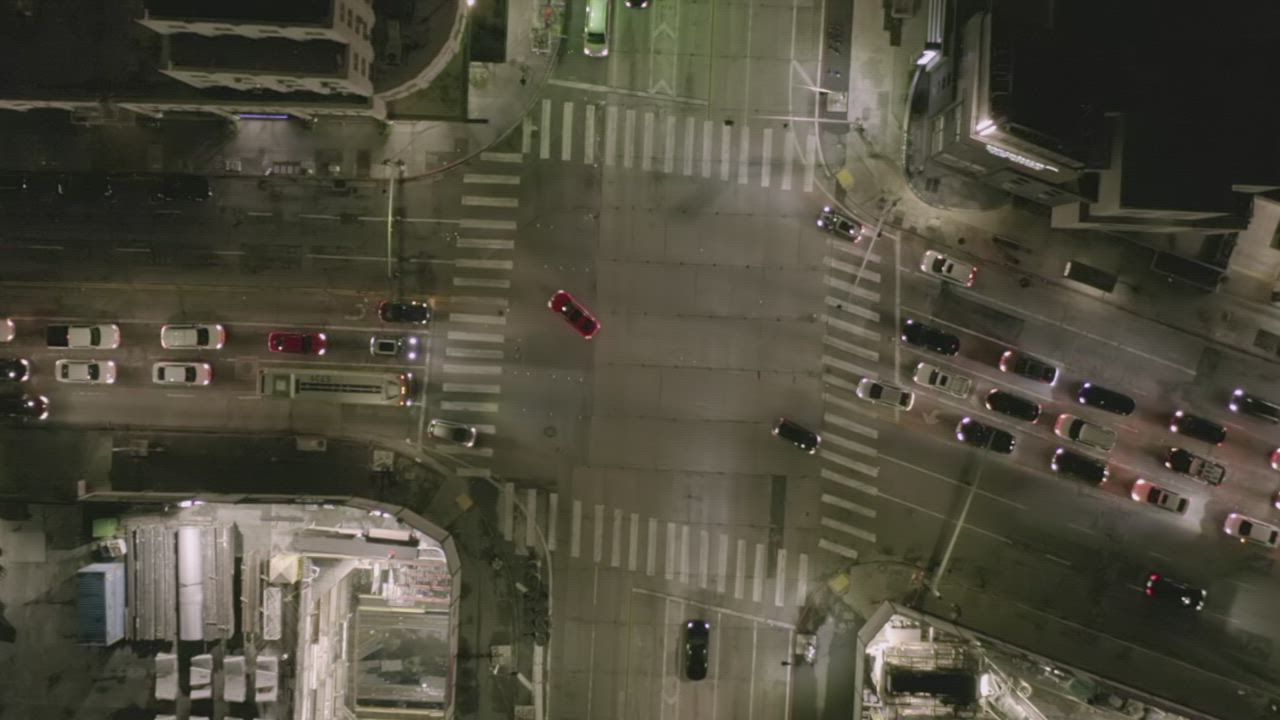 Top aerial shot of a vehicular crossing - Free Stock Video