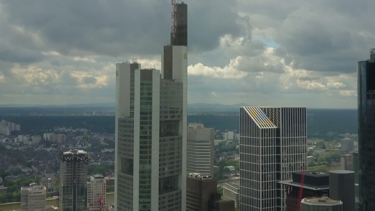 Panoramic view with the top of skyscrapers - Free Stock Video
