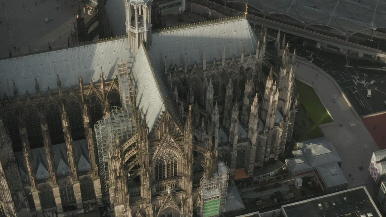 Cathedral seen in detail from the air - Free Stock Video