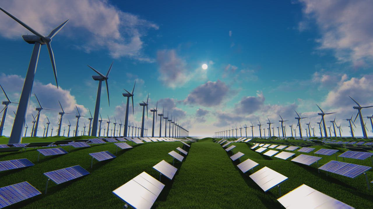 Clean renewable energy production field - Free Stock Video