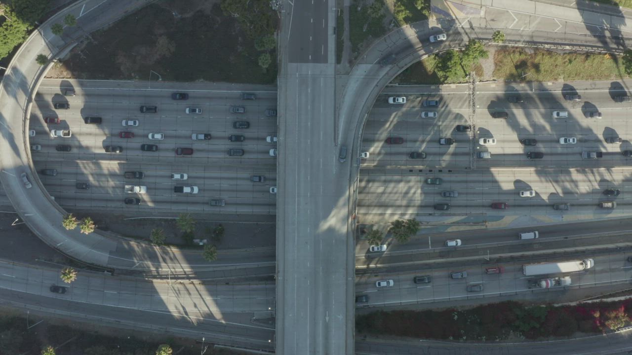 Intersection and bridges with traffic on LA highways - Free Stock Video