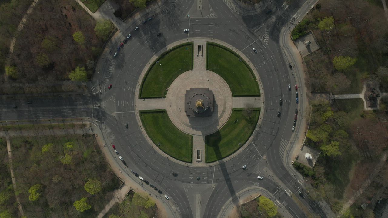 Roundabout in Berlin, aerial top shot - Free Stock Video