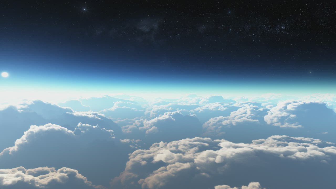 Flying above clouds with 3D space above - Free Stock Video