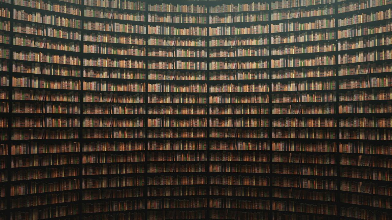 Circulate infinite bookcase full of books, 3D - Free Stock Video