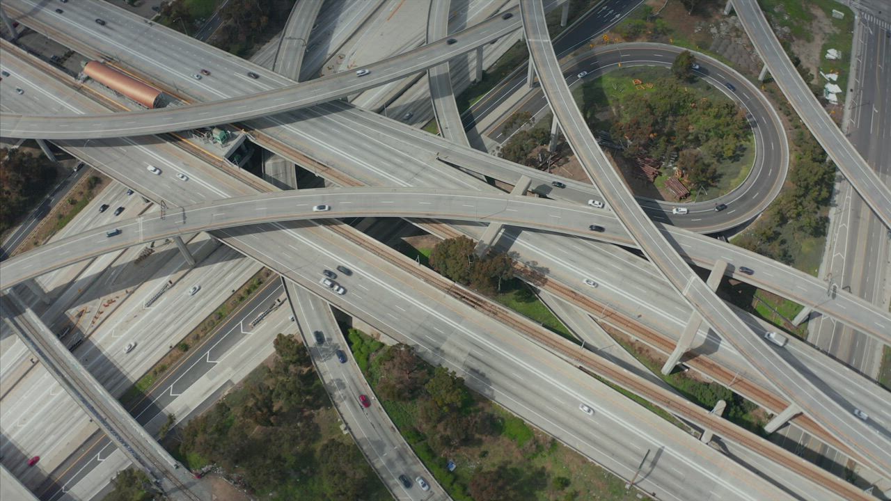 Tangled highways and roads from the air - Free Stock Video