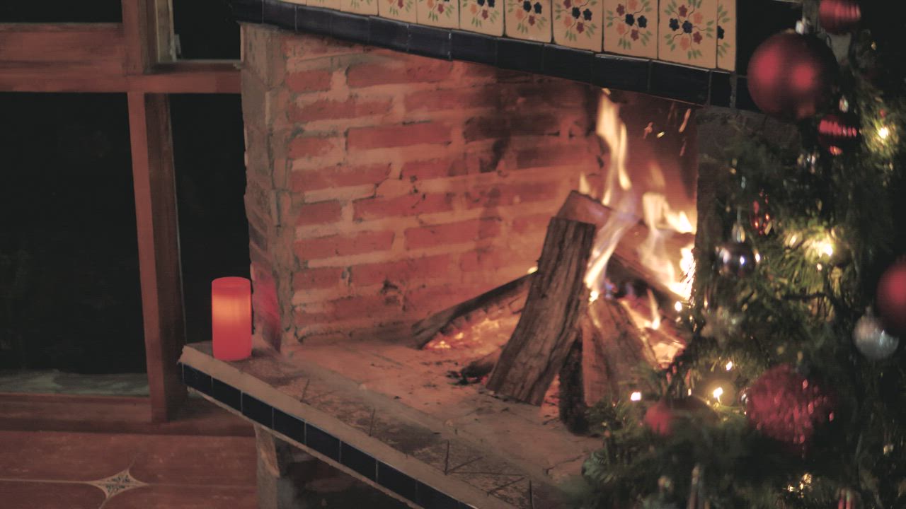 Man feeds the fire from his fireplace - Free Stock Video