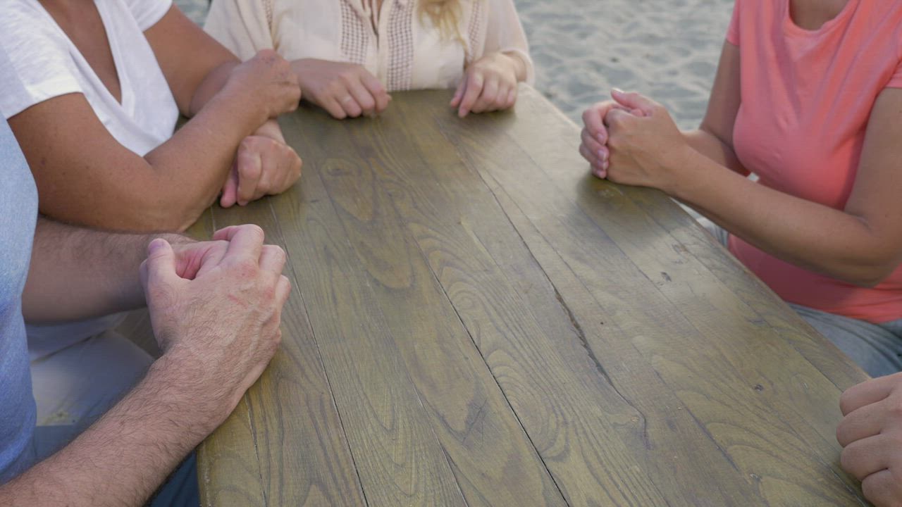 Family making a tower of hands - Free Stock Video