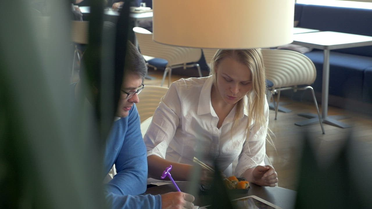 Eating a small plate of Sushi - Free Stock Video