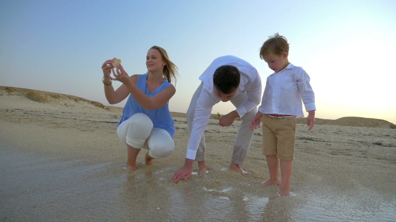 Throwing shells at the beach - Free Stock Video