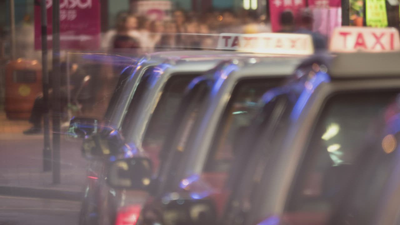 Taxi lane in the city - Free Stock Video