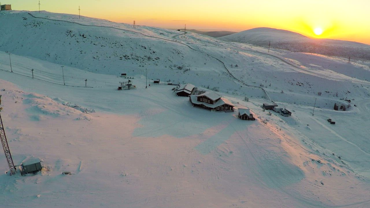 Buildings on a snow covered mountain - Free Stock Video