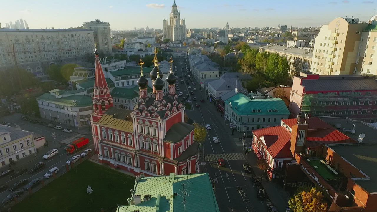 Drone flying above Taganskaya Square - Free Stock Video