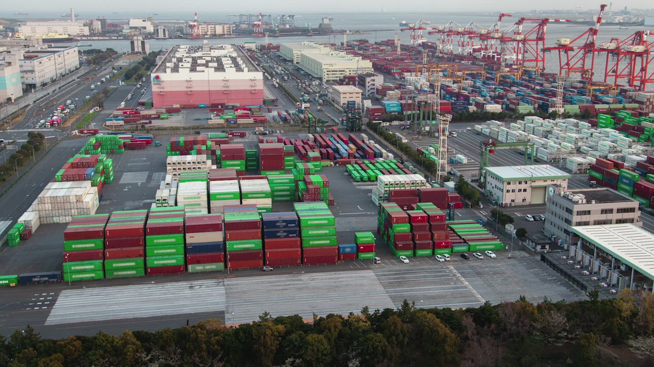 Container terminal in Tokyo - Free Stock Video
