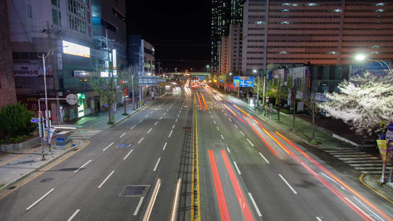 Busan city road with traffic at night - Free Stock Video