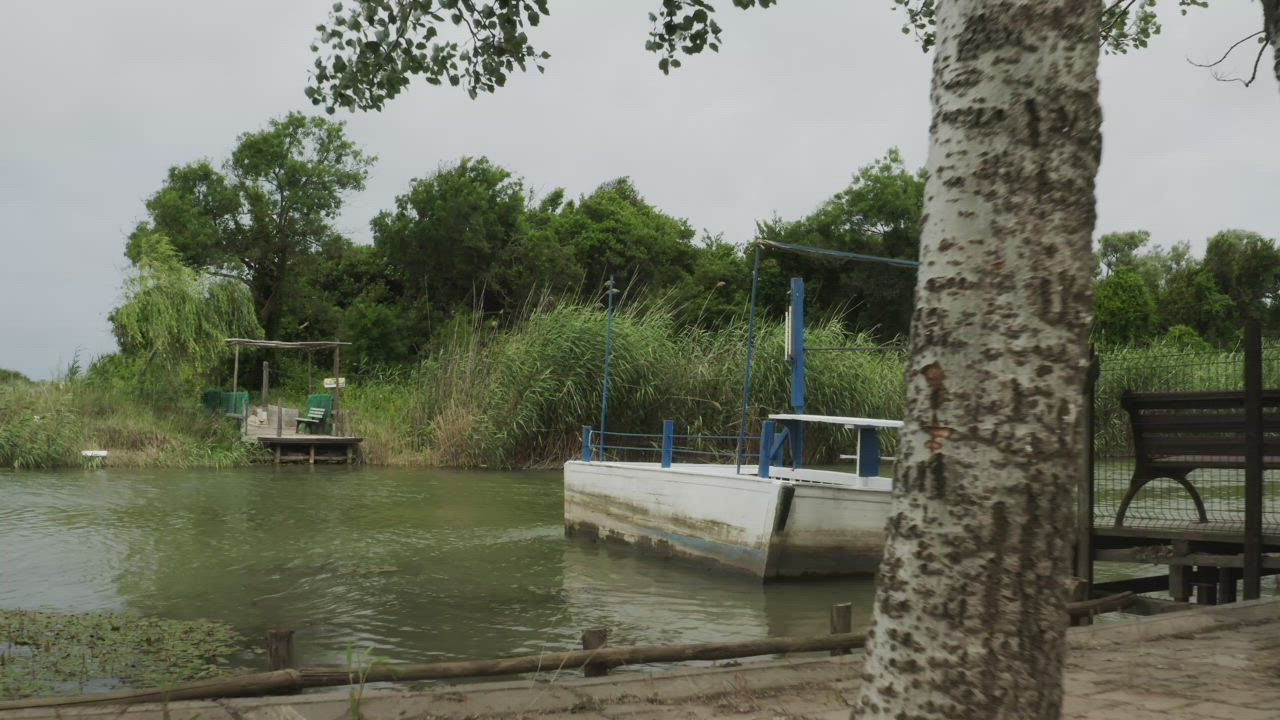 Crossing the river using a line raft - Free Stock Video