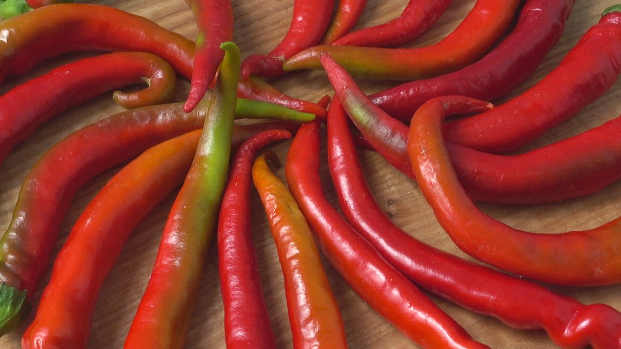 Swirling table of peppers - Free Stock Video