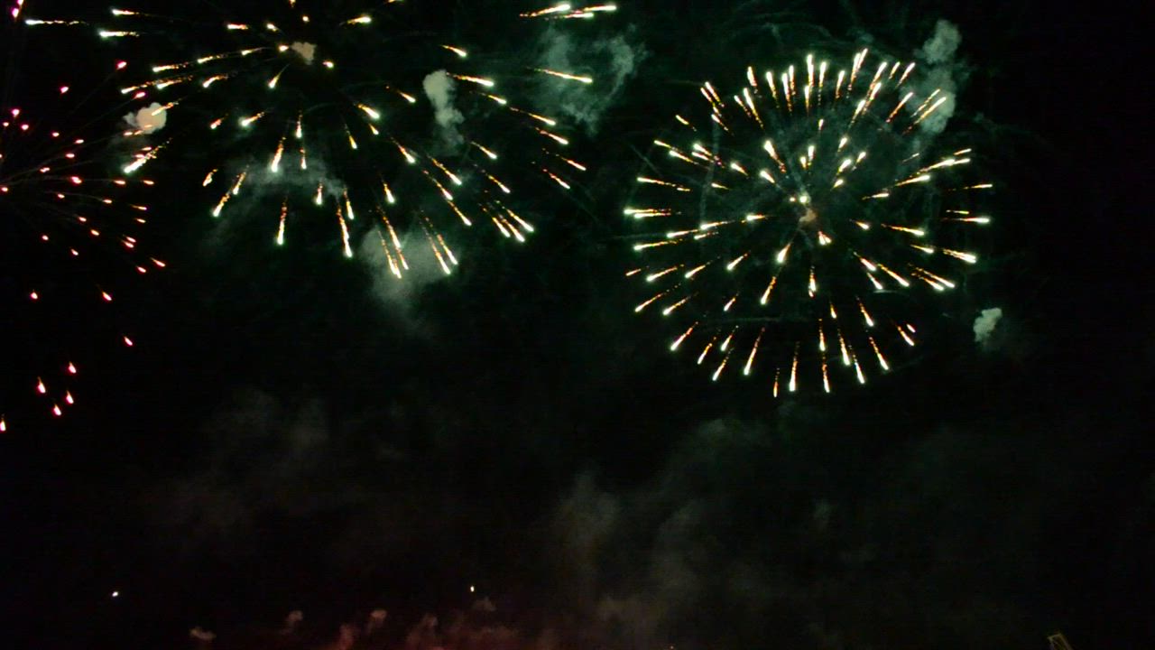 Golden firework display - Free Stock Video