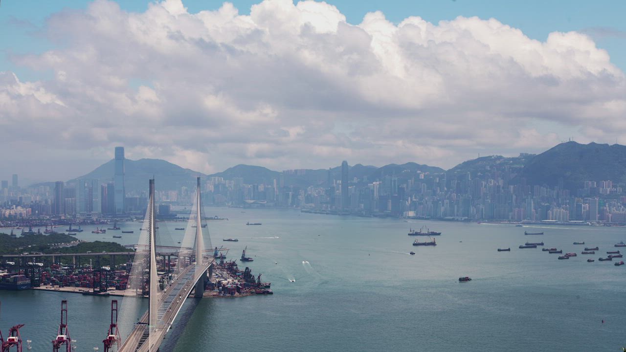 Famous Hong Kong bridge and cityscape - Free Stock Video