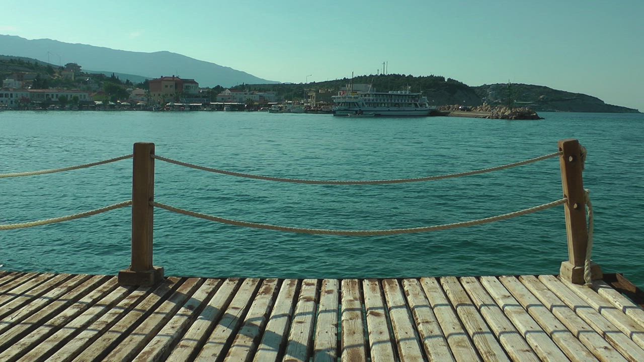 Ocean view from a wooden dock - Free Stock Video