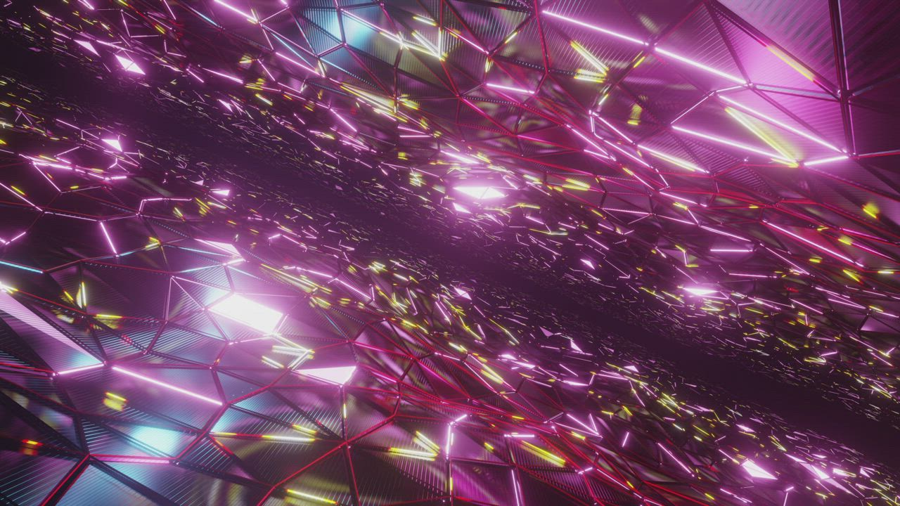 Luminous abstract crystals surfaces, 3D animation - Free Stock Video