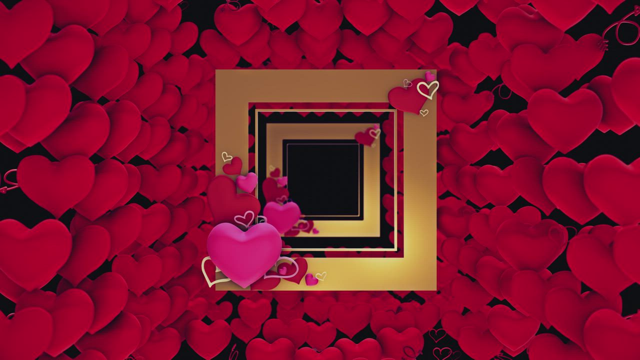 Square shaped frames and red hearts - Free Stock Video
