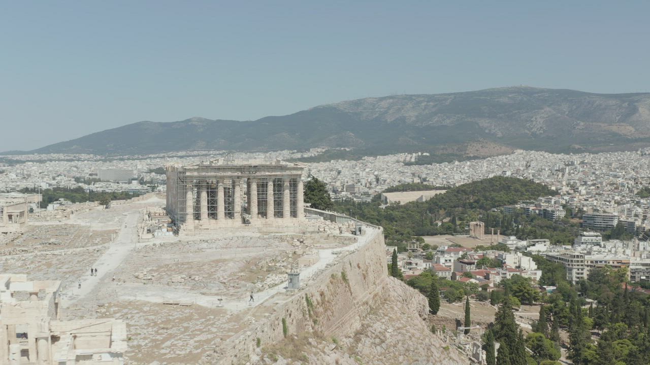 Ancient Greek architecture in the city of Athens - Free Stock Video