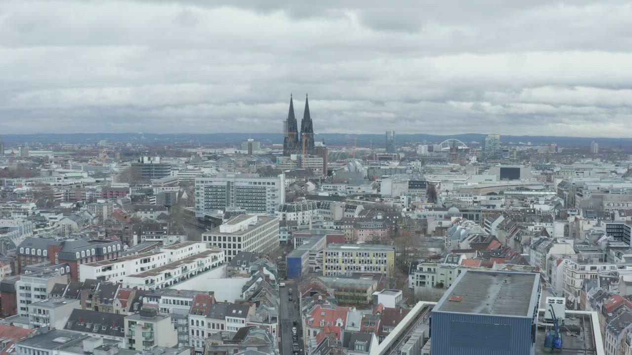 Down shot in a German city, aerial skyline view - Free Stock Video