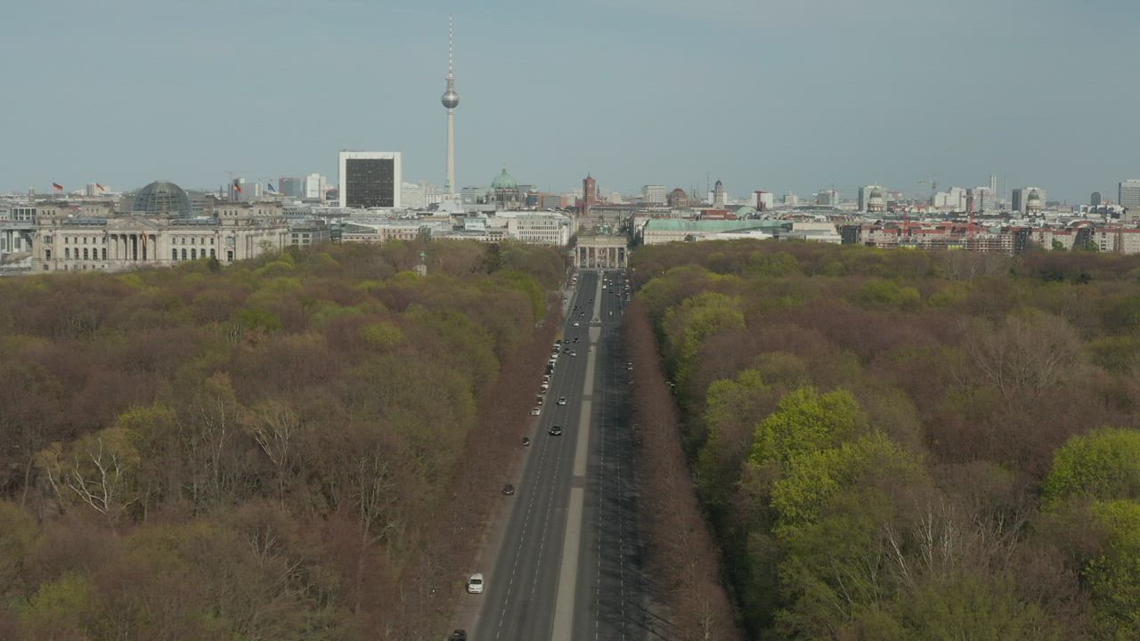 Aerial view of Brandenburg Gate in Berlin, Germany - Free Stock Video